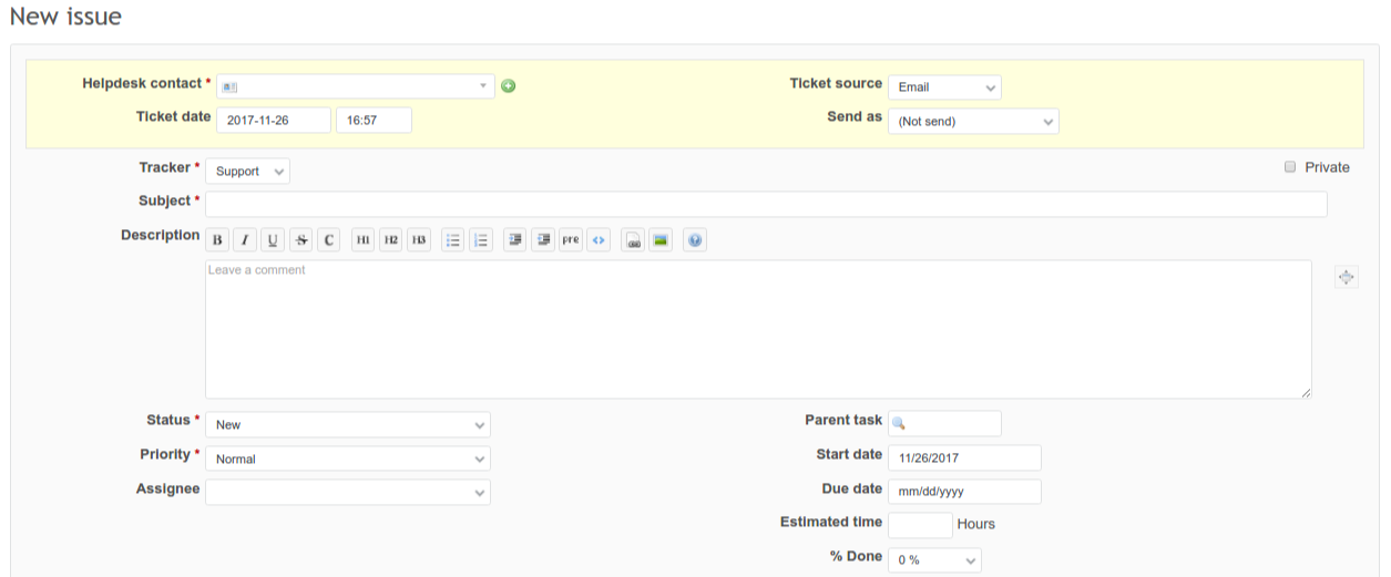 How to create a ticket manually | RedmineUP Help | Helpdesk plugin documentation